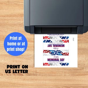 Memorial Day Treat Bag Topper, Patriotic Party Gift Bag Tag, Military ...