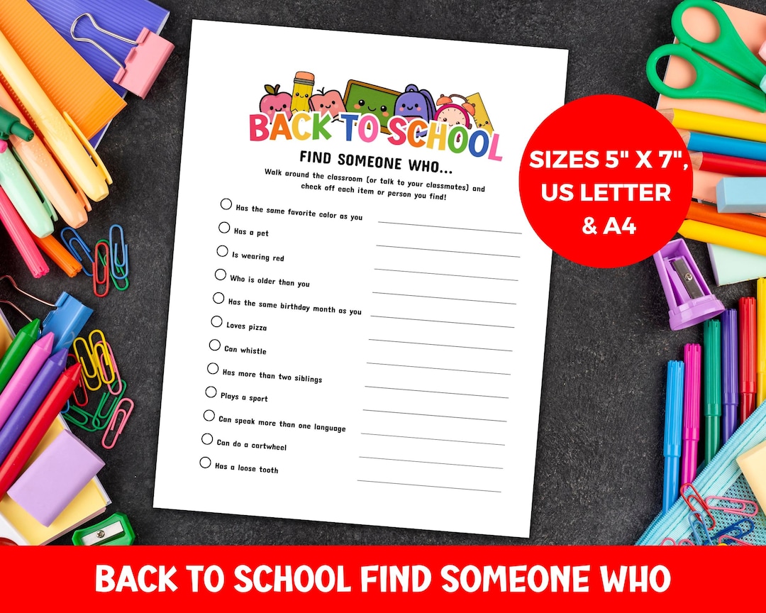 Find Someone Who Back to School Game, Get to Know You Classroom ...