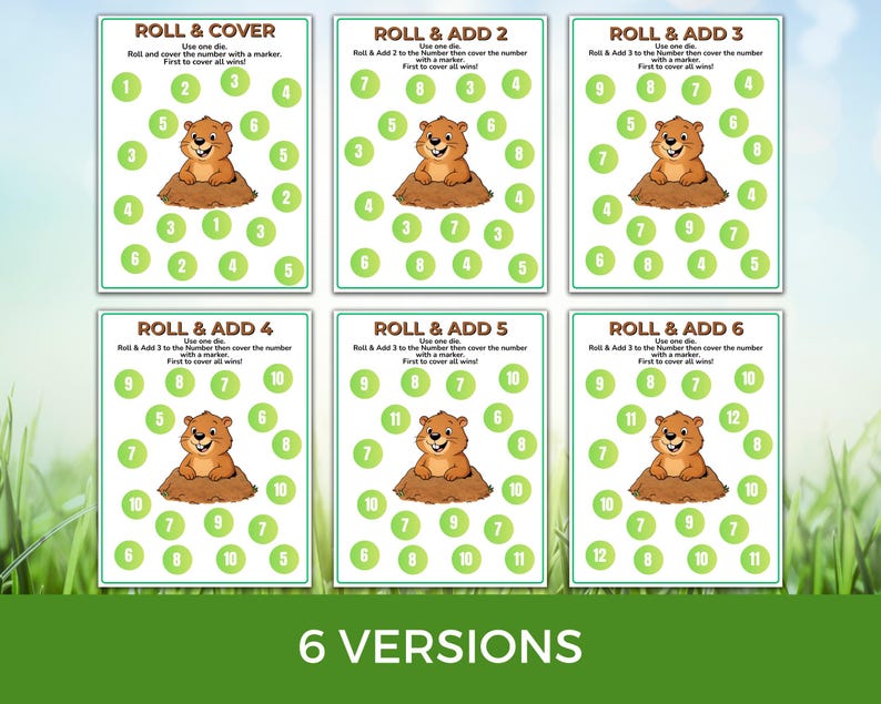 Roll and Cover Groundhog Day, Printable Math Game, Number Recognition ...
