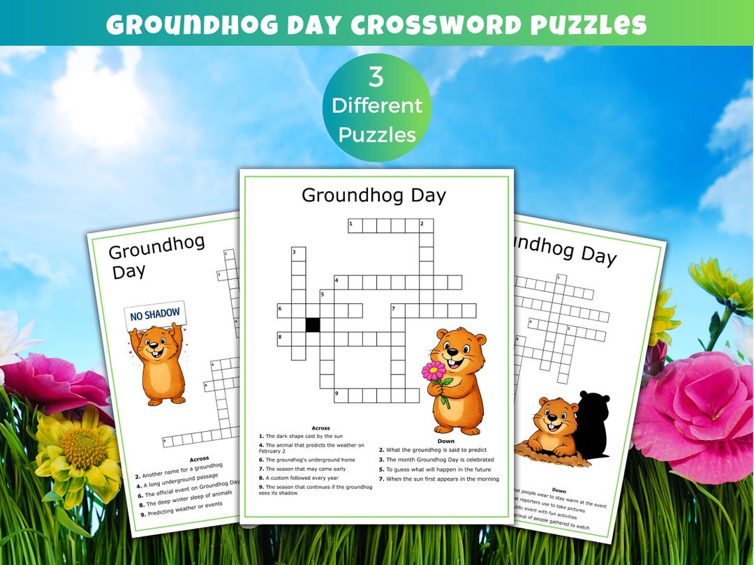 Groundhog Day Crossword Puzzles Printable for Kids, Groundhog Day Word ...