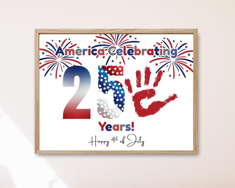 America 250th Birthday Handprint Craft Printable, 4th of July Handprint ...