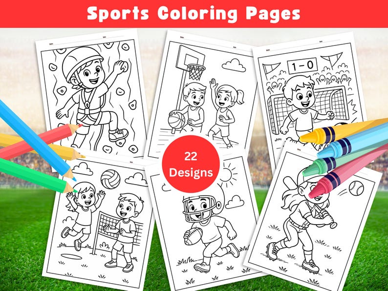 Kids Sports Coloring Page, A4 Boy Girl Coloring Printable, Doodle ...