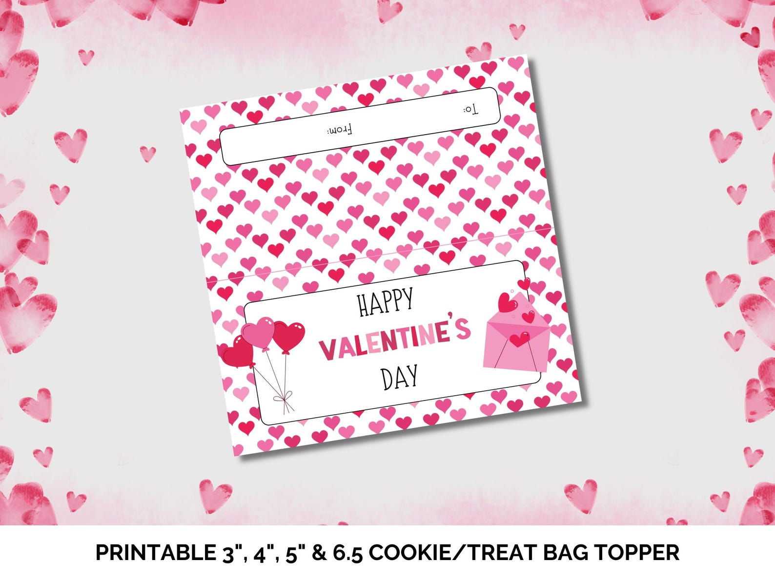 Valentines Day Treat Bag Topper, Happy Valentines Day Cookie Candy Bag ...