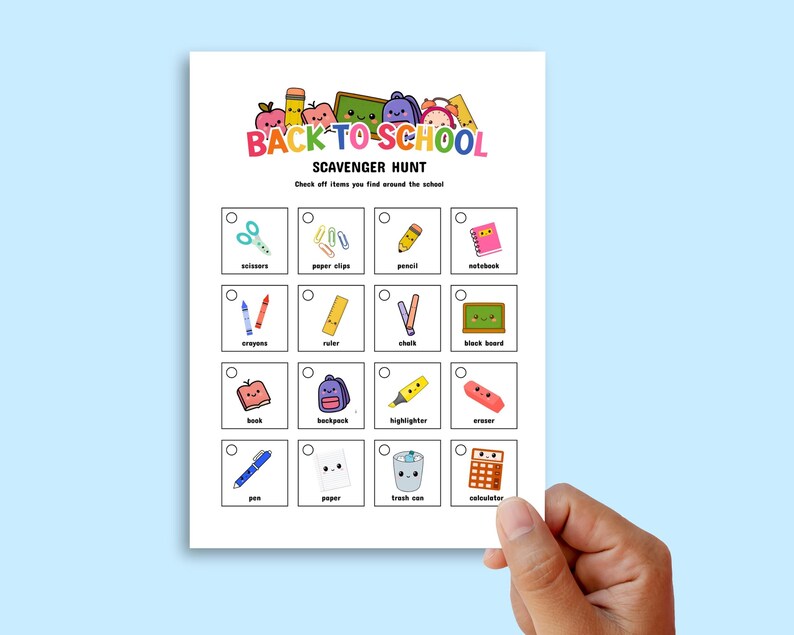 Back to School Scavenger Hunt Printable, School Supply Scavenger Hunt ...