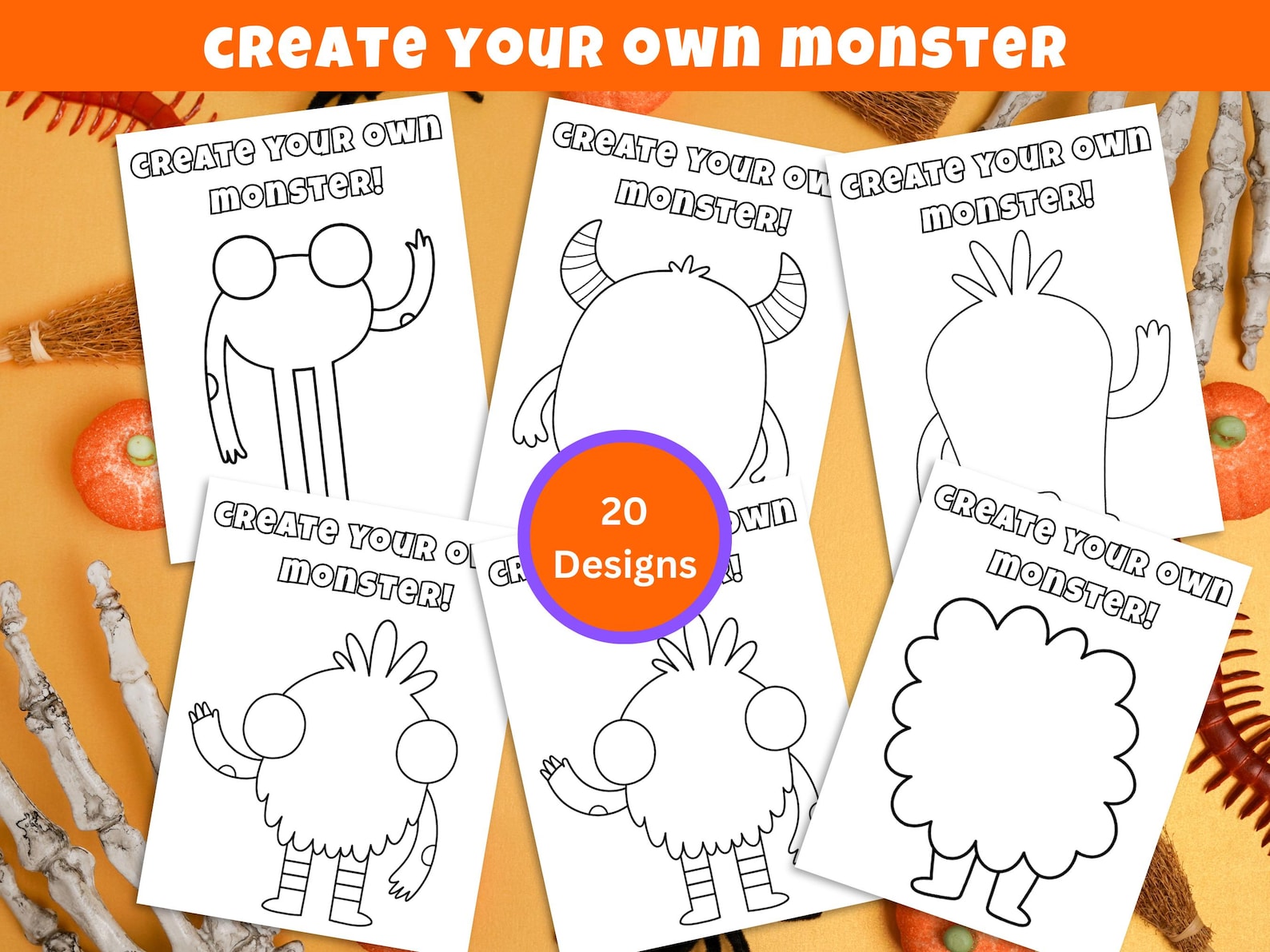 Create Your Own Monster Coloring Page, Printable Build A Monster ...
