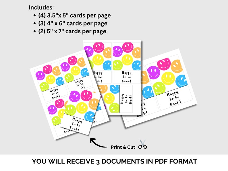Neon Happy to Be Back Smiley Face Cookie Card Tag Topper, Neon Smiley ...