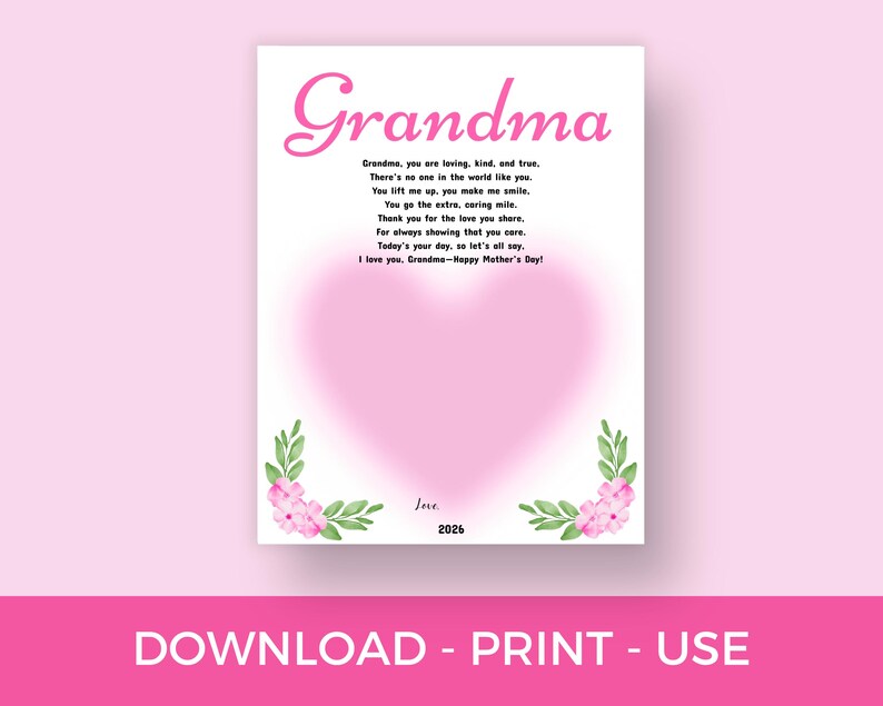Grandma Handprint Poem Printable, Mothers Day Handprint Craft for ...
