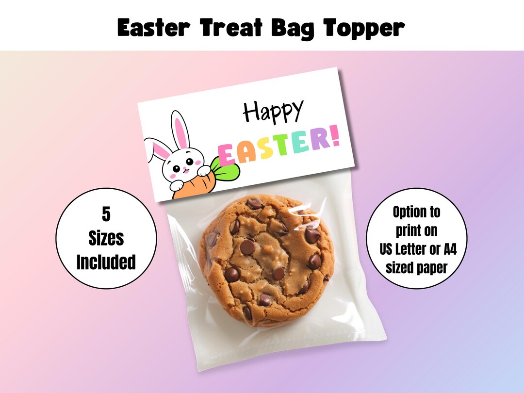 Easter Treat Bag Topper Printable, Happy Easter Favor Bag Tag, Easter ...