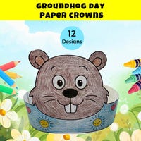 Printable Colorable Groundhog Day Paper Crowns, Fun Groundhogs Day ...