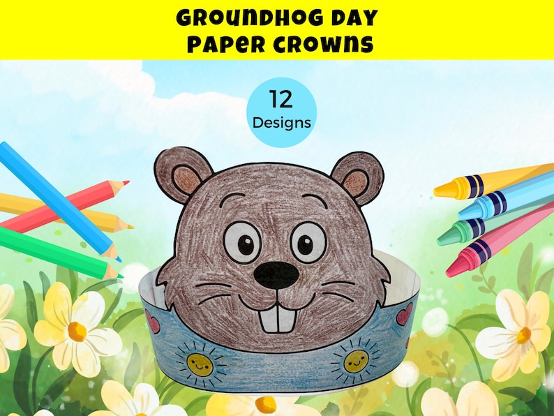 Groundhog Day Paper Crowns, Groundhog Day Craft, Kindergarten Hat ...