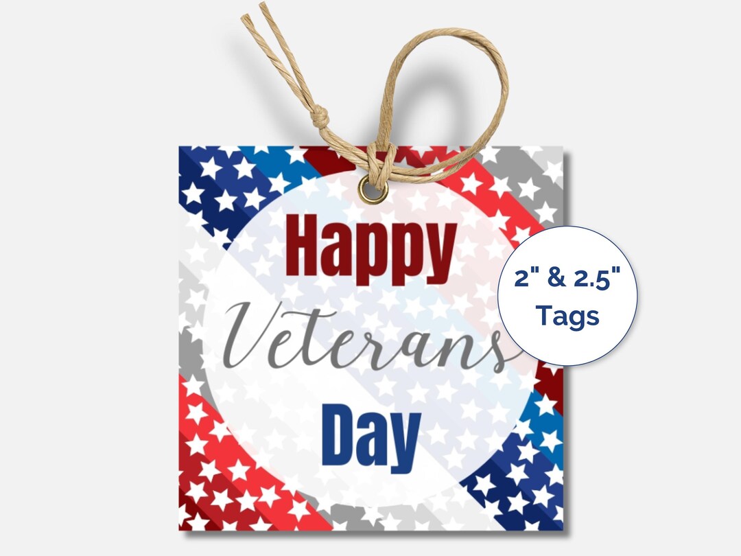 Happy Veterans Day Stars Stripes Gift Tag, Printable Patriotic Cookie ...