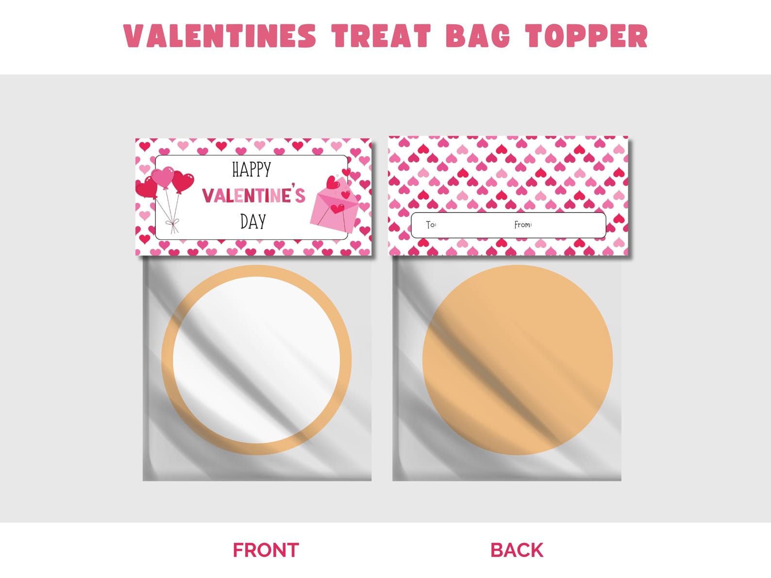 Valentines Day Treat Bag Topper, Happy Valentines Day Cookie Candy Bag ...