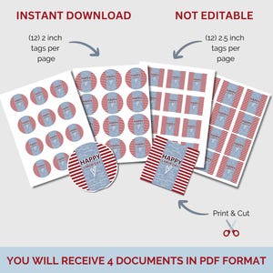 Red White Stripes Happy Labor Day Heart Cookie Treat Bag Gift Tag ...