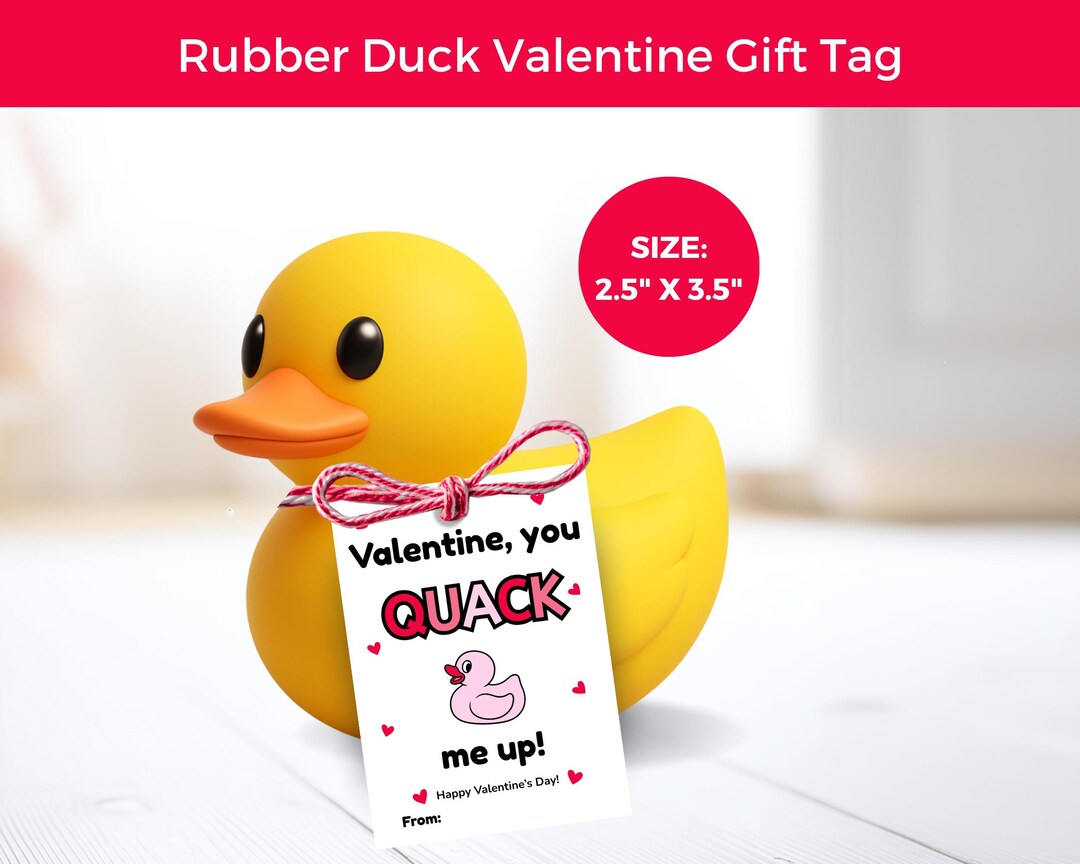 You Quack Me up Gift Tag, Rubber Duck Valentine, Printable Non Candy ...