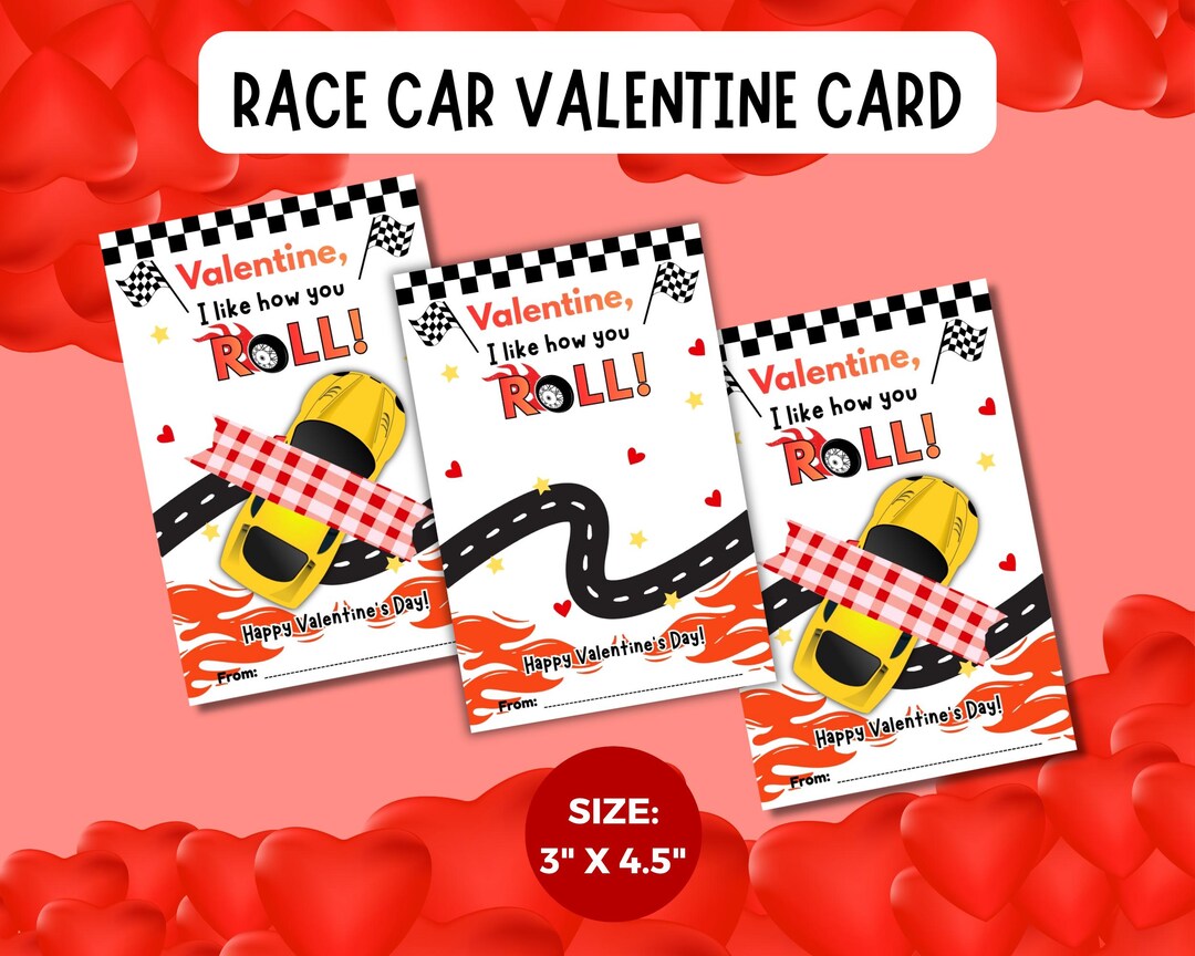 I Like How You Roll Gift Tag, Race Car Valentine Printable, Boy ...