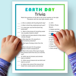 Earth Day Trivia Game Printable, Earth Day Quiz for Kid, Educational ...