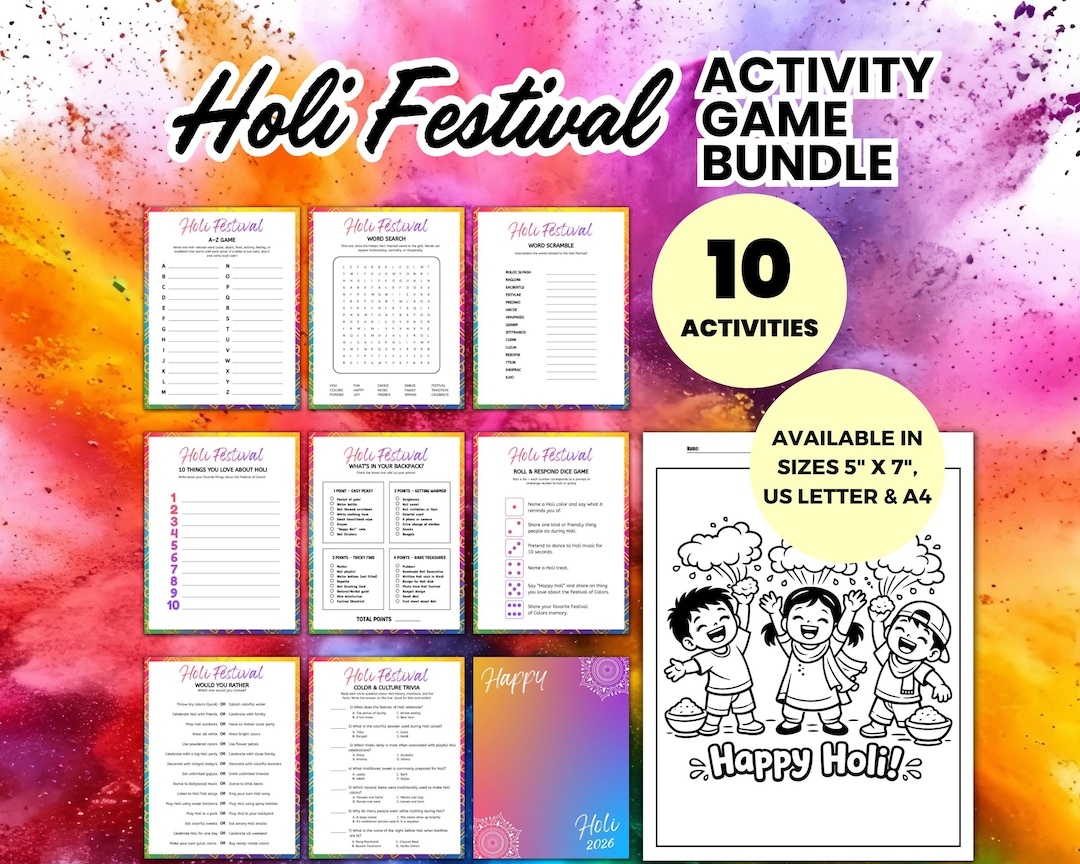 Holi Festival Activity Game Bundle, Festival of Colors Classroom ...