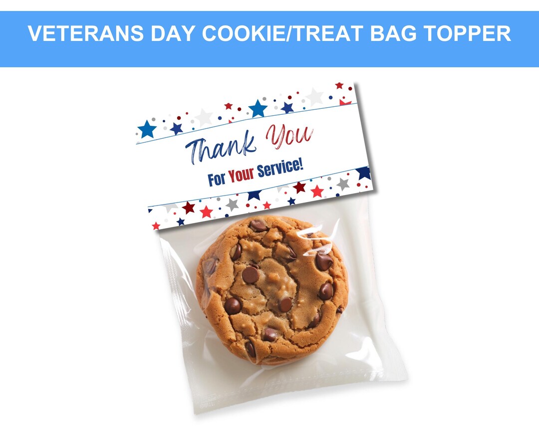 Stars Thank You for Your Service Cookie Candy Treat Bag Topper Tag ...