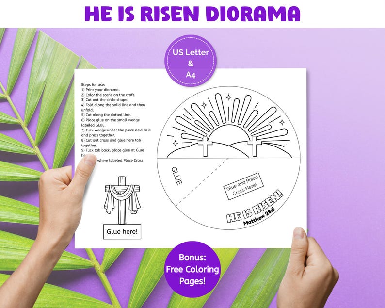 He is Risen Diorama Craft Printable, Easter Christian Craft for Kids ...