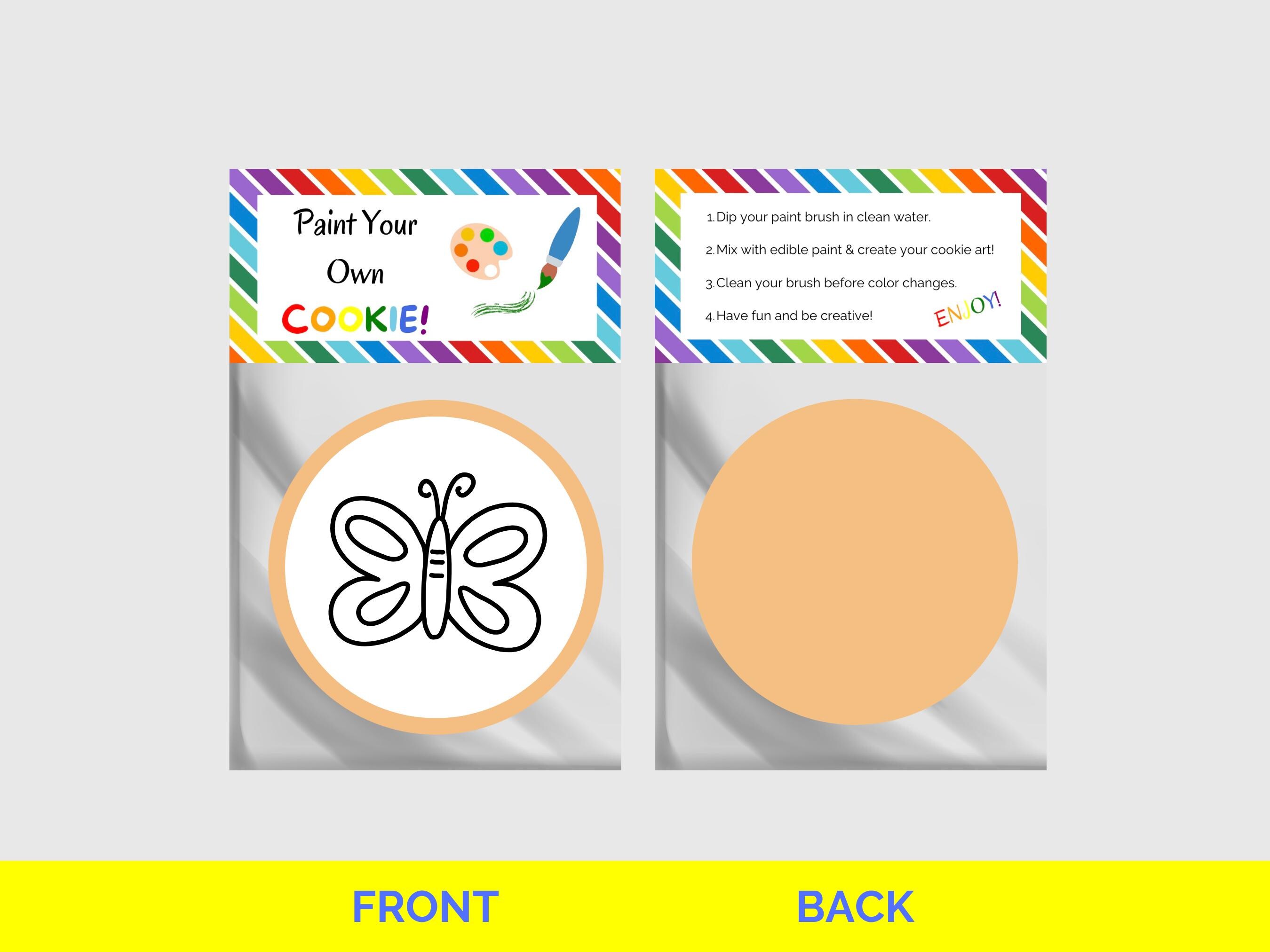 Rainbow Stripes PYO Cookie Treat Bag Topper, Paint Your Own Cookie ...