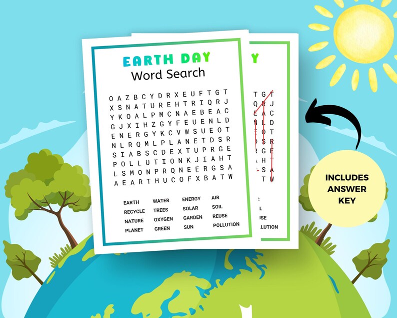 Earth Day Word Search, Printable Earth Day Activity for Kids, Earth Day ...