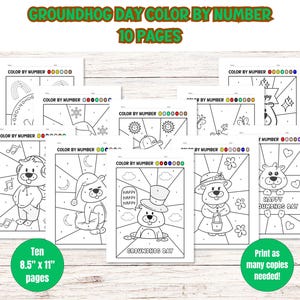 Groundhog Color by Number Printable, Fun Groundhog Day Classroom ...