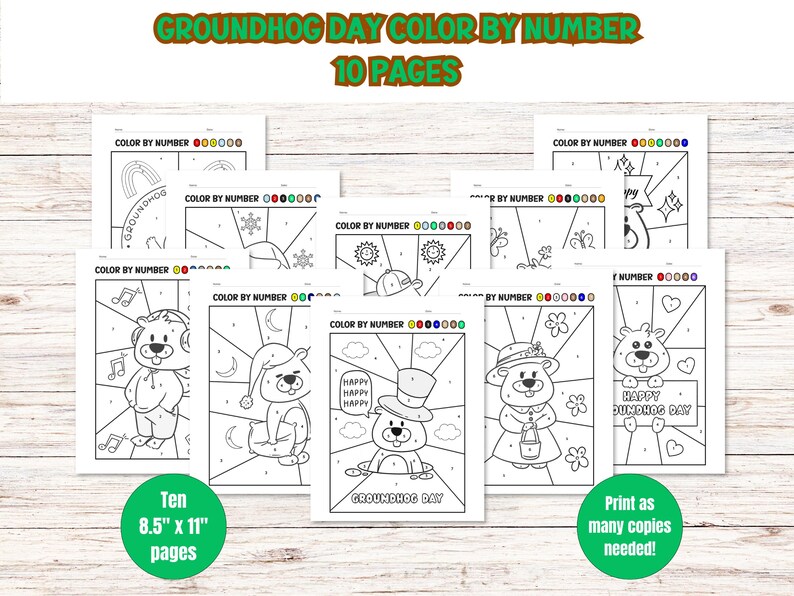 Groundhog Color by Number Printable, Fun Groundhog Day Classroom ...