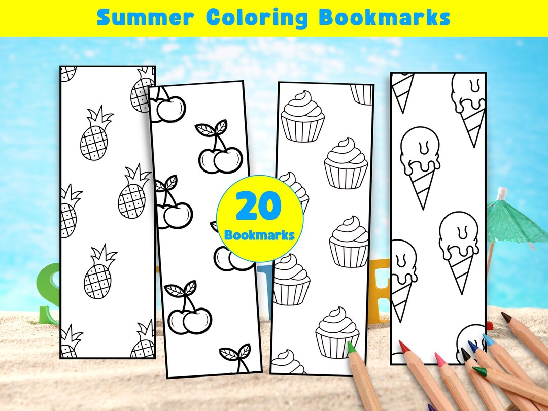 Summer Coloring Bookmarks for Kids and Adults, Cute Summer Coloring ...