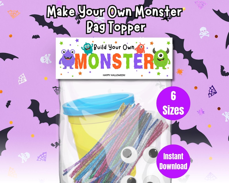 Make Your Own Monster Bag Topper Printable, Build A Monster Kit ...