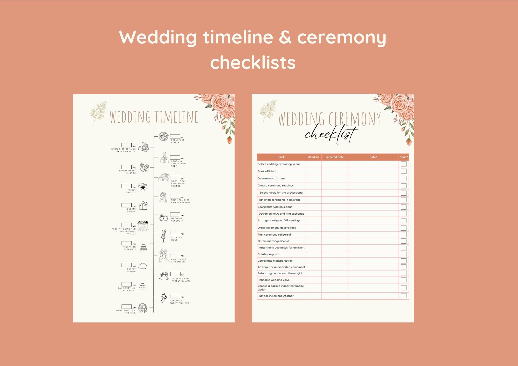 Printable Wedding Checklists, Digital Download, Practical Wedding ...