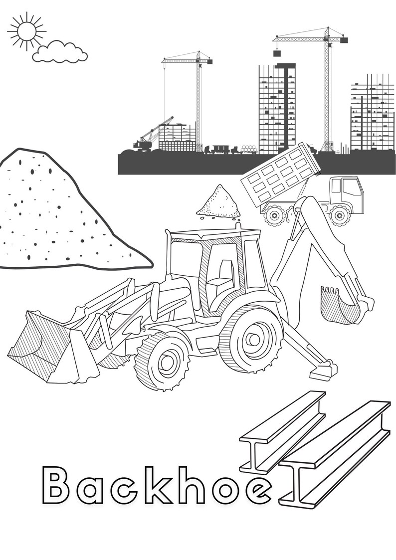 10 Printable Heavy Equipment Coloring Pages for Kids - Etsy