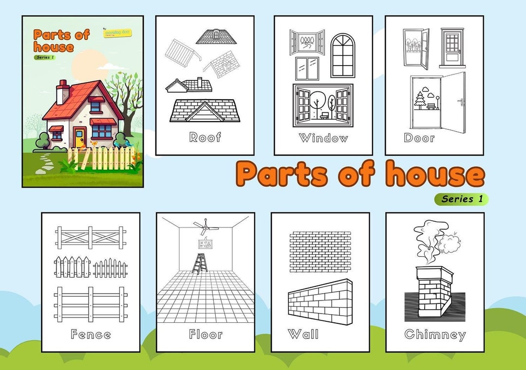 10 Printable Parts of House Coloring Pages for Kids Fun Coloring Sheets ...