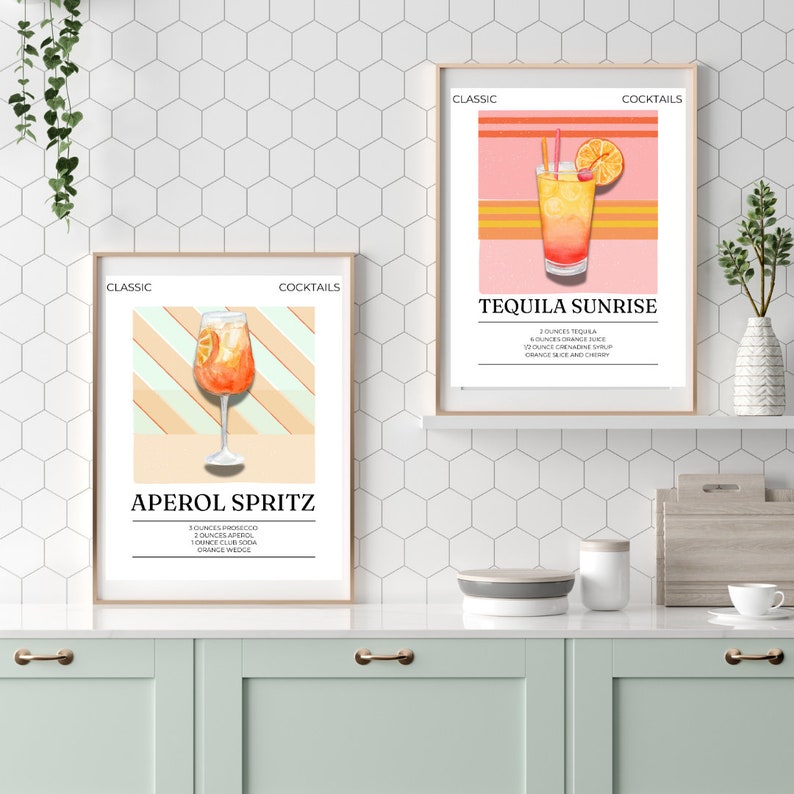 Aperol Spritz Cocktail Wall Art Kitchen Bar Trendy Decor Alcohol Art ...