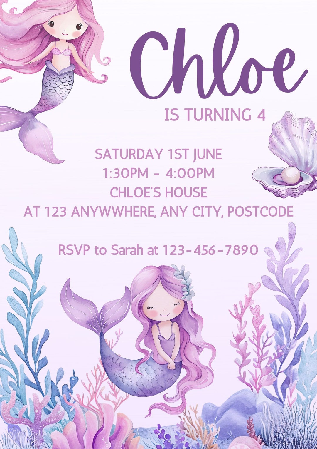 Mermaid Party Invite - Etsy