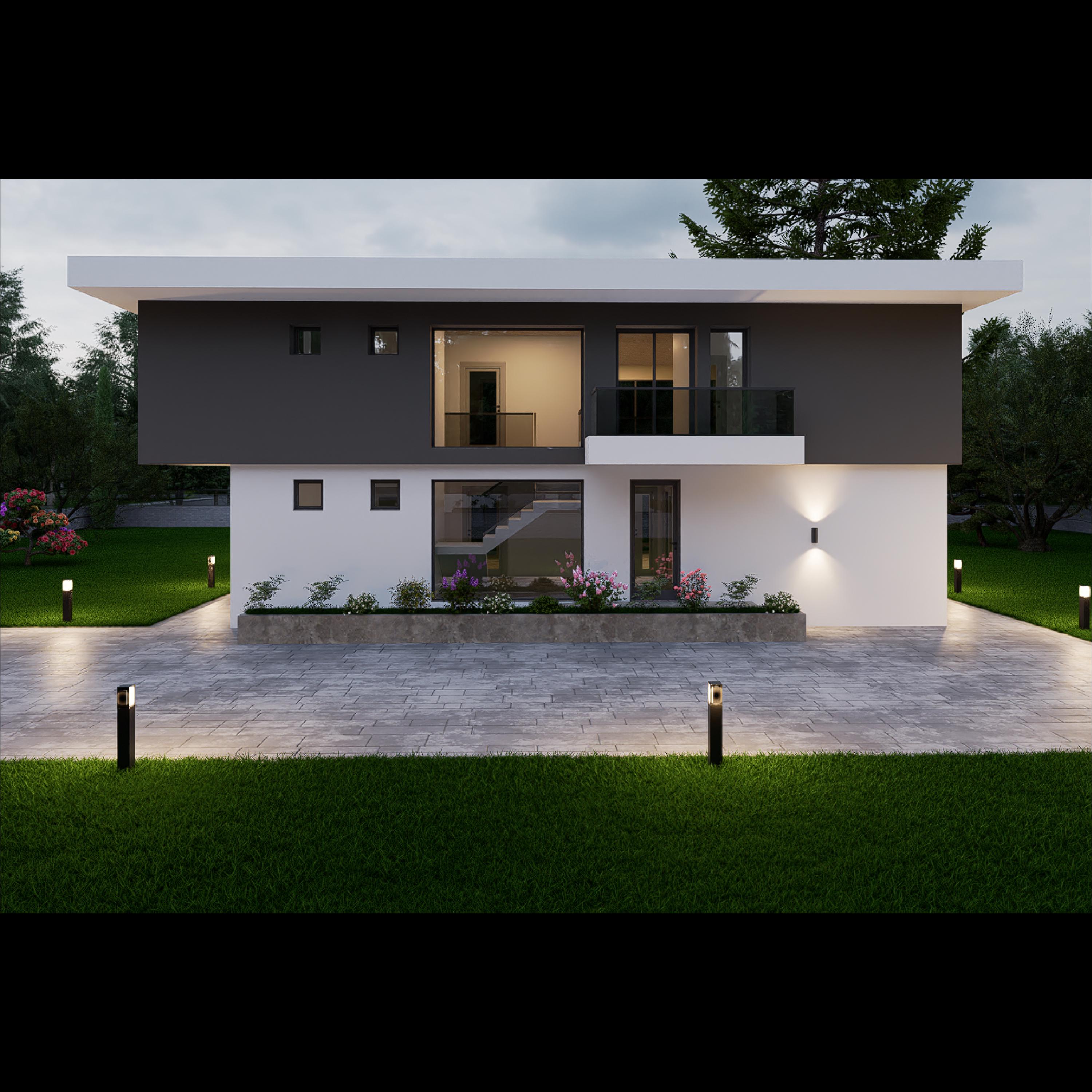 Modern Villa Plan: 4 Bedroom, 3 Bath (CAD & 3D Model) - Etsy