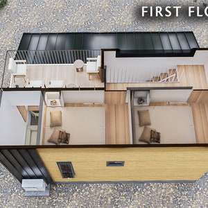 2-bedroom Tiny House Project: 3.5x7m Plans, Sections, Elevations (DWG ...