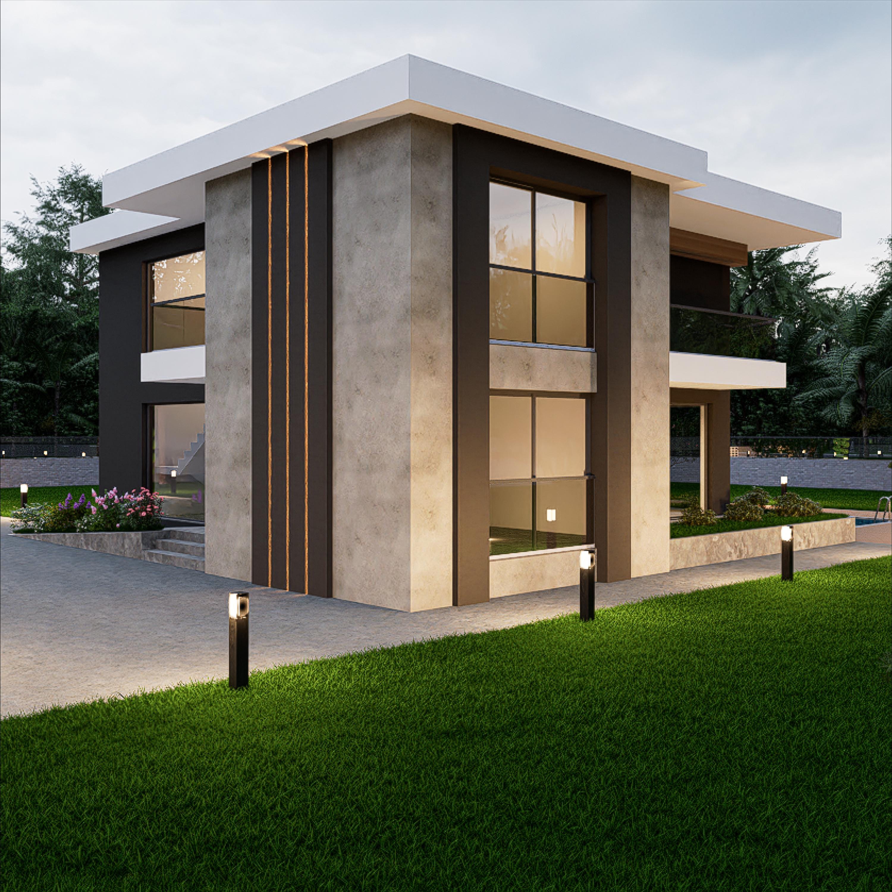 Modern 2-story Villa Plan: 4 Bed, 3 Bath (CAD and 3D Model) - Etsy