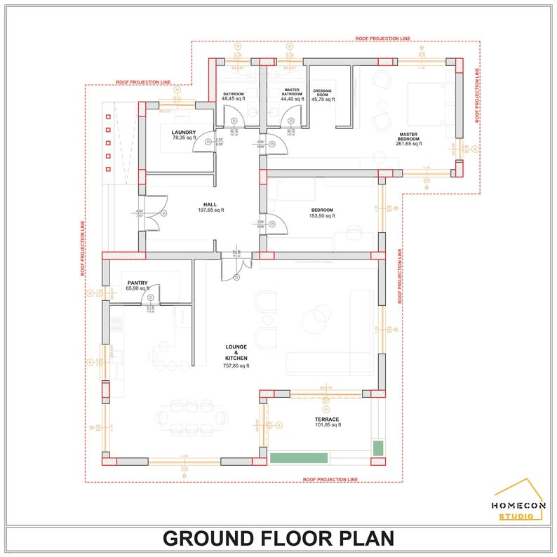 Modern 2 Bedroom House Plan With Pool: PDF, DWG - Etsy