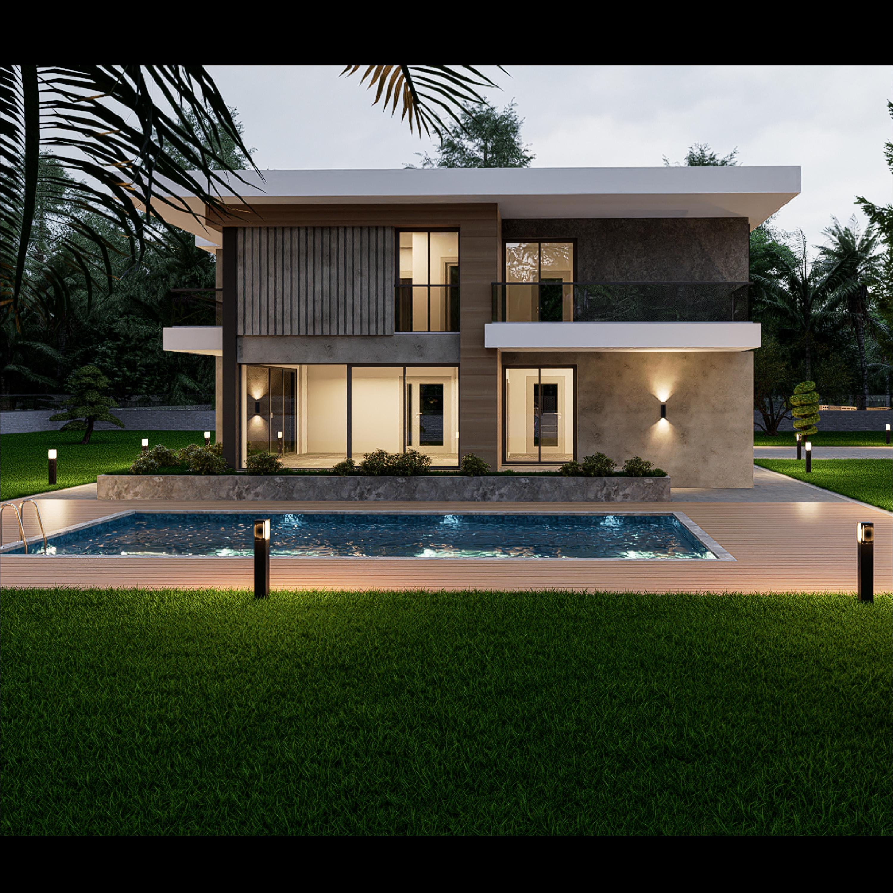 Modern 2-story Villa Plan: 4 Bed, 3 Bath (CAD and 3D Model) - Etsy