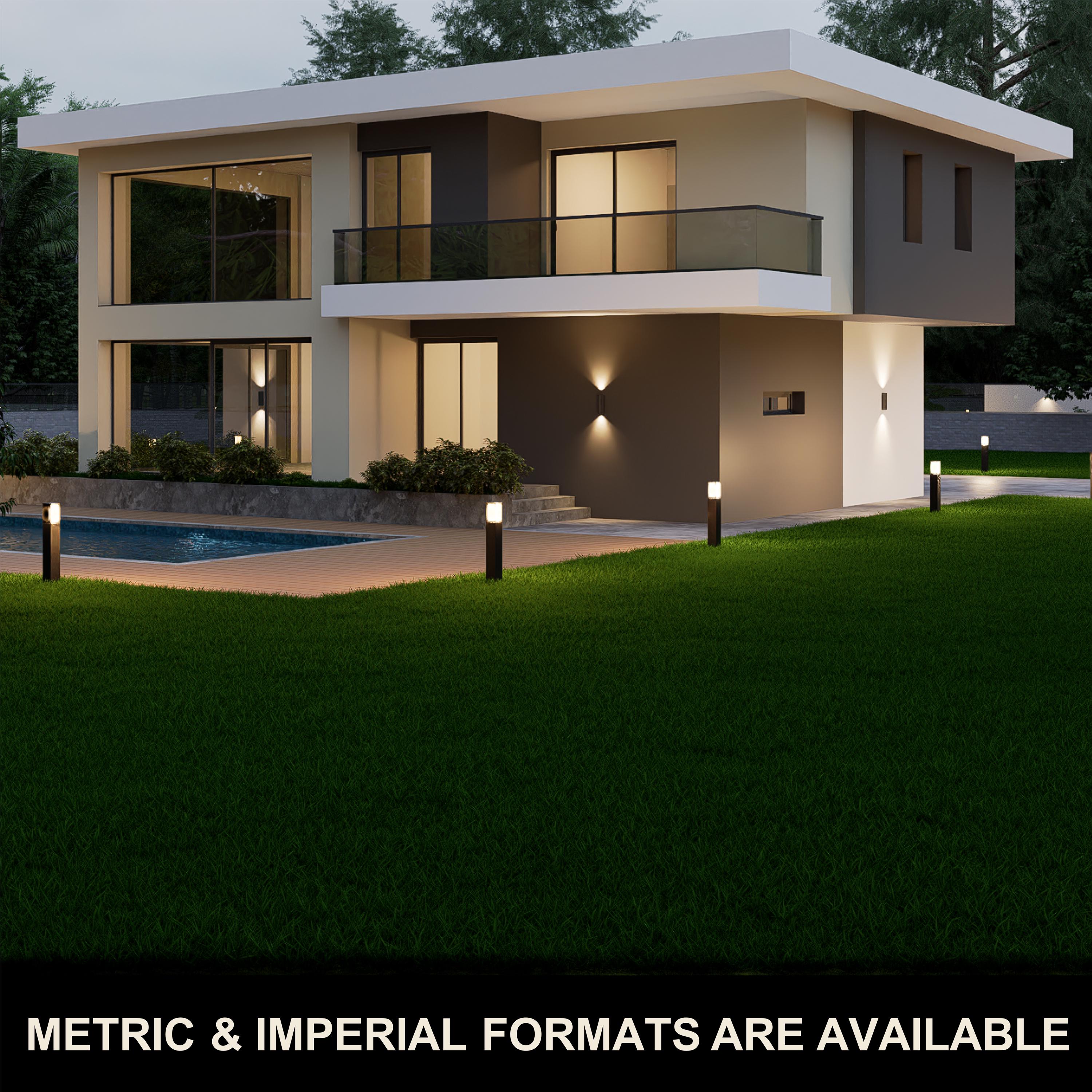 Modern Villa Plan: 4 Bedroom, 3 Bath (CAD & 3D Model) - Etsy