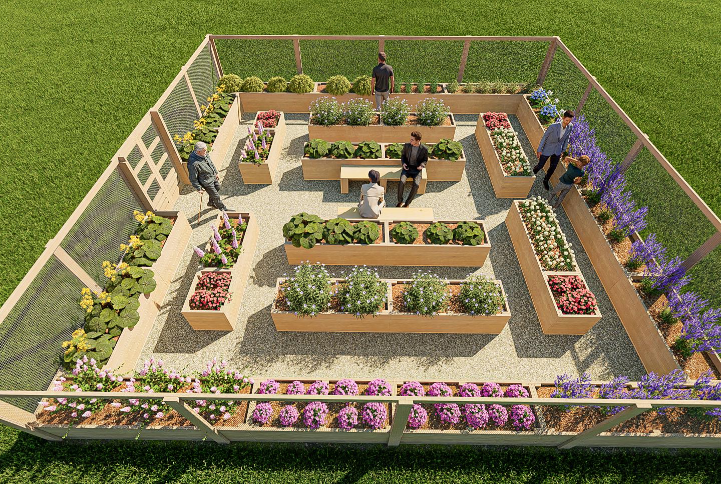 30'x30' Raised Garden Bed Plans – DIY Enclosed Sheltered Garden With Fence and Planting Box ...