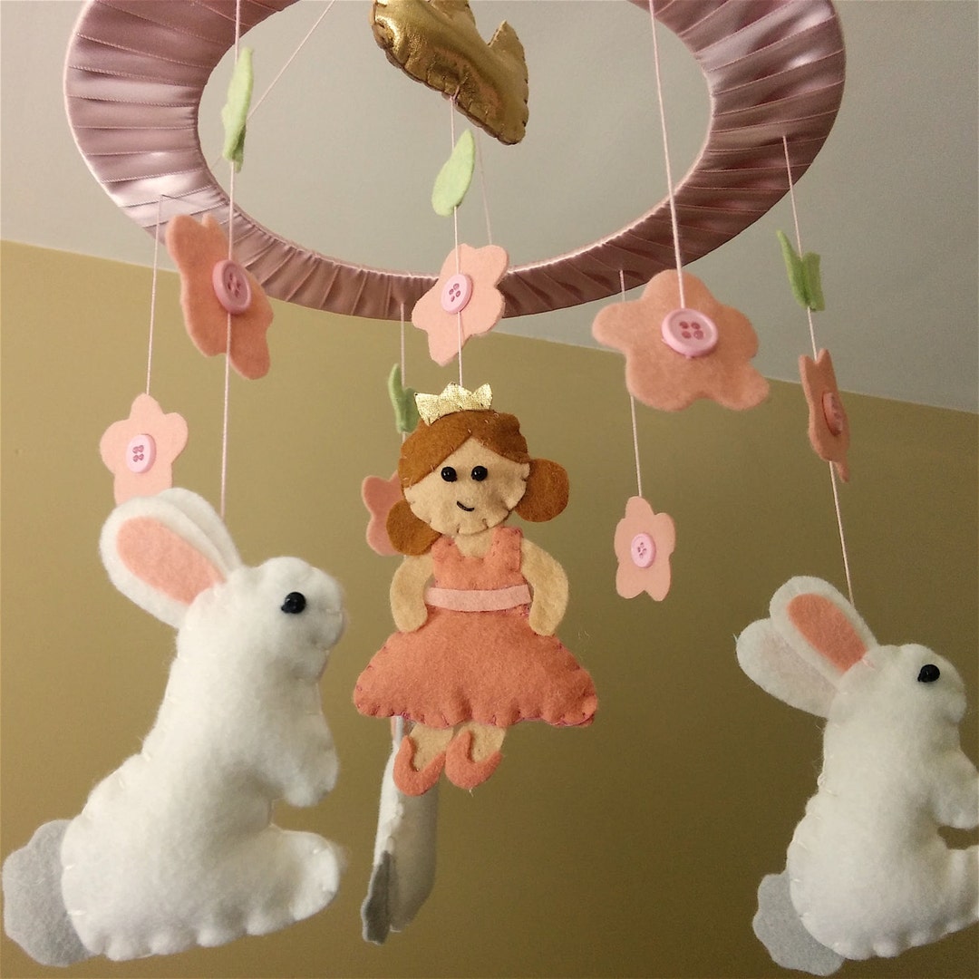 Baby Crib Mobile - Princess, Bunny and Flower Mobile- Princess Mobile ...