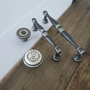 Italian Vintage Cabinet Pulls: Antique Black Rustic Ivory Hardware - Etsy