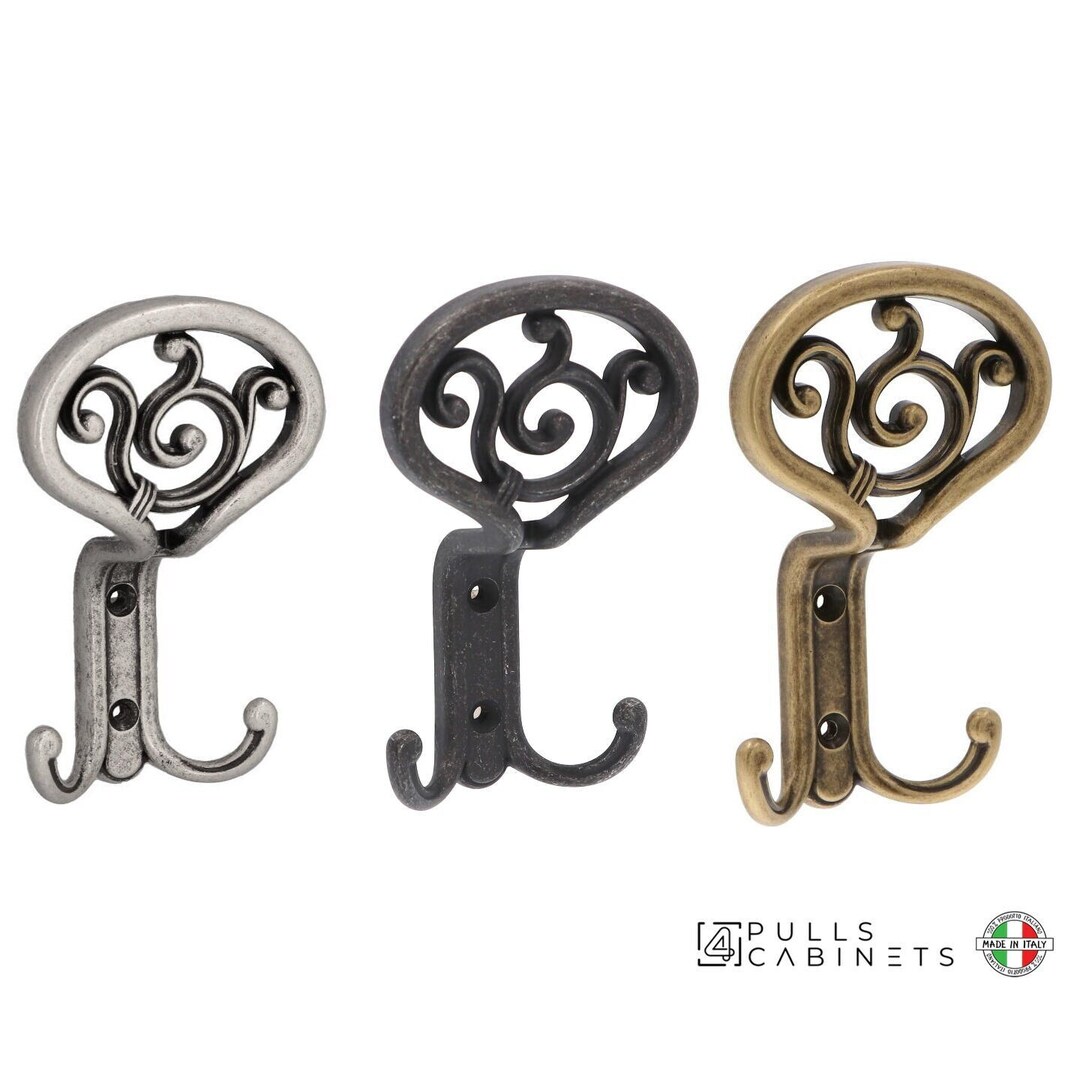 Vintage Coat Hooks Matte Black Antique Brass Silver White Victorian ...