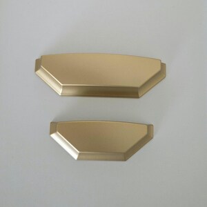 Satin Brass Art Deco Cup Pulls and Knobs: Italian Geometric Cabinet ...