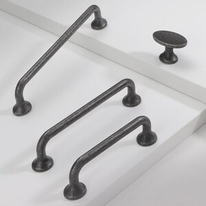 Italian Rustic Black Iron Cabinet Pulls and Knobs: Farmhouse Hardware - Etsy