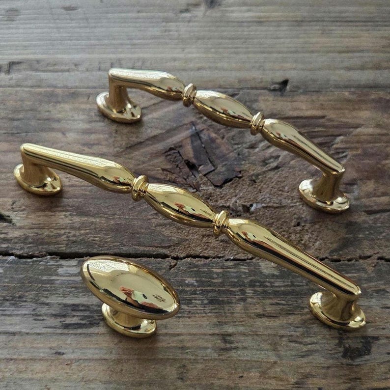 Polished Gold Cabinet Pulls: Italian Luxury Kitchen Hardware - Etsy