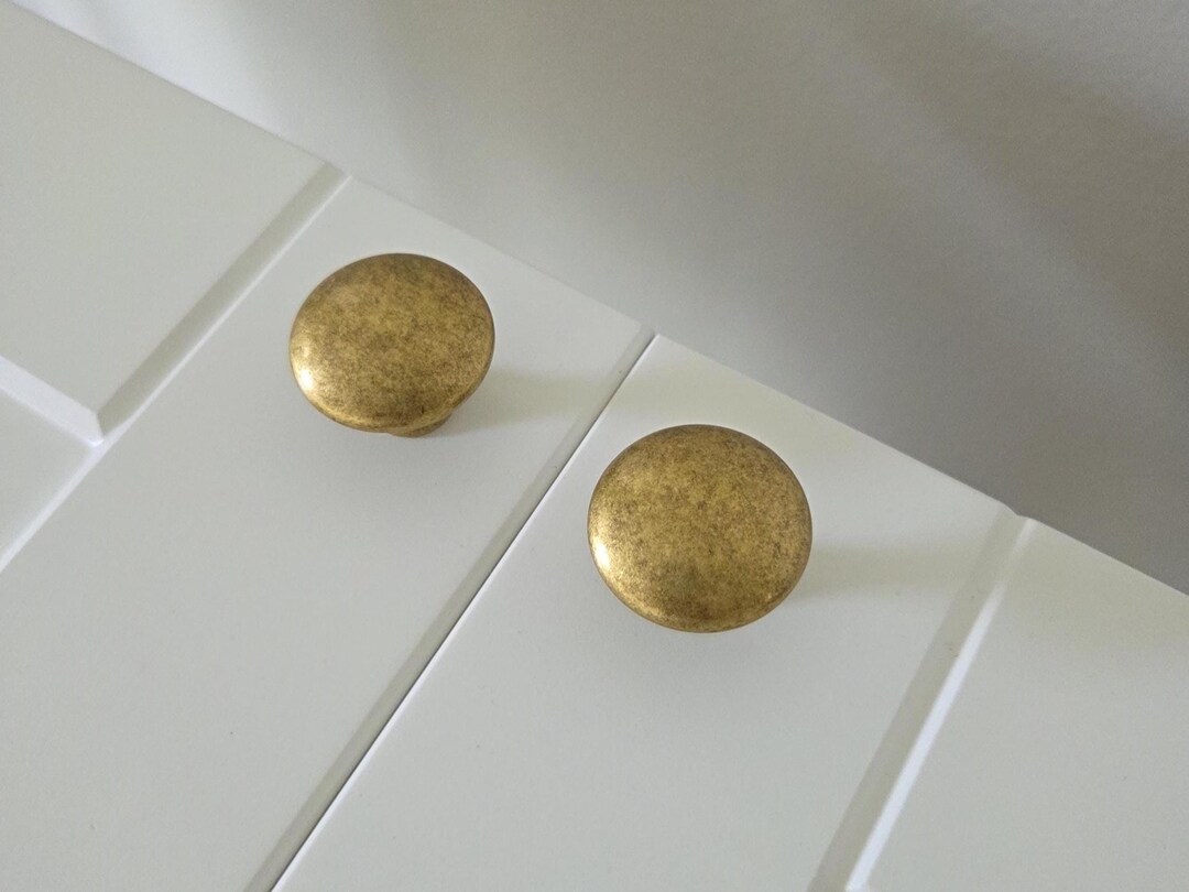Large Vintage Brass Cabinet Knob: Italian Round Drawer Pull - Etsy