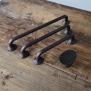 Italian Rustic Black Iron Cabinet Pulls and Knobs: Farmhouse Hardware ...
