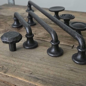 Rustic Black Iron Cabinet Handles and Knobs, 10'' Farmhouse Drawer ...